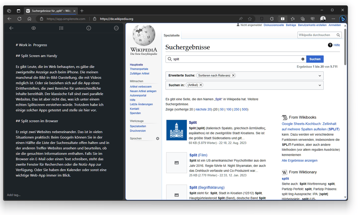 Split Screen in Edge: Ein Browser-Trick fürs Arbeiten und Recherchieren | Basler Zeitung