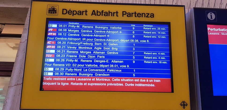 Trop de retards pour les trains entre Lausanne et Genève | 24 heures