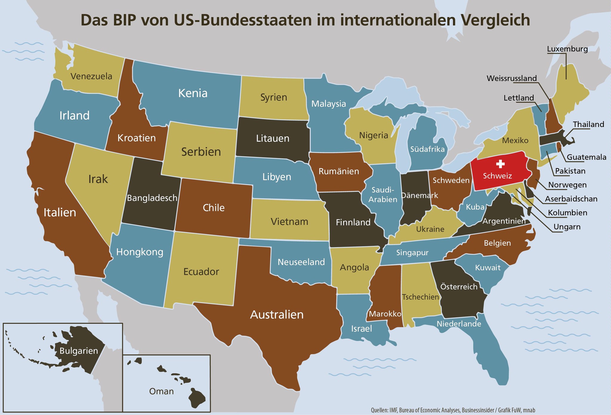Das BIP von US-Bundesstaaten im internationalen Vergleich | Finanz und ...