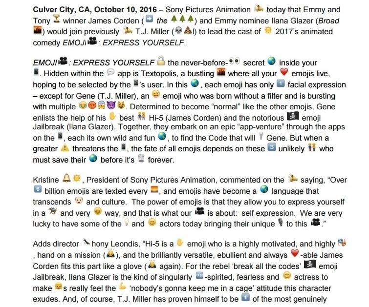 2017 im Kino: Emoji-Film spielt in der Handy-Stadt Textopolis - 20 Minuten