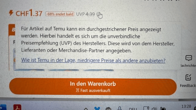 Rabatte bei Temu, extreme Preise: Swiss Retail reicht Beschwerde ein ...
