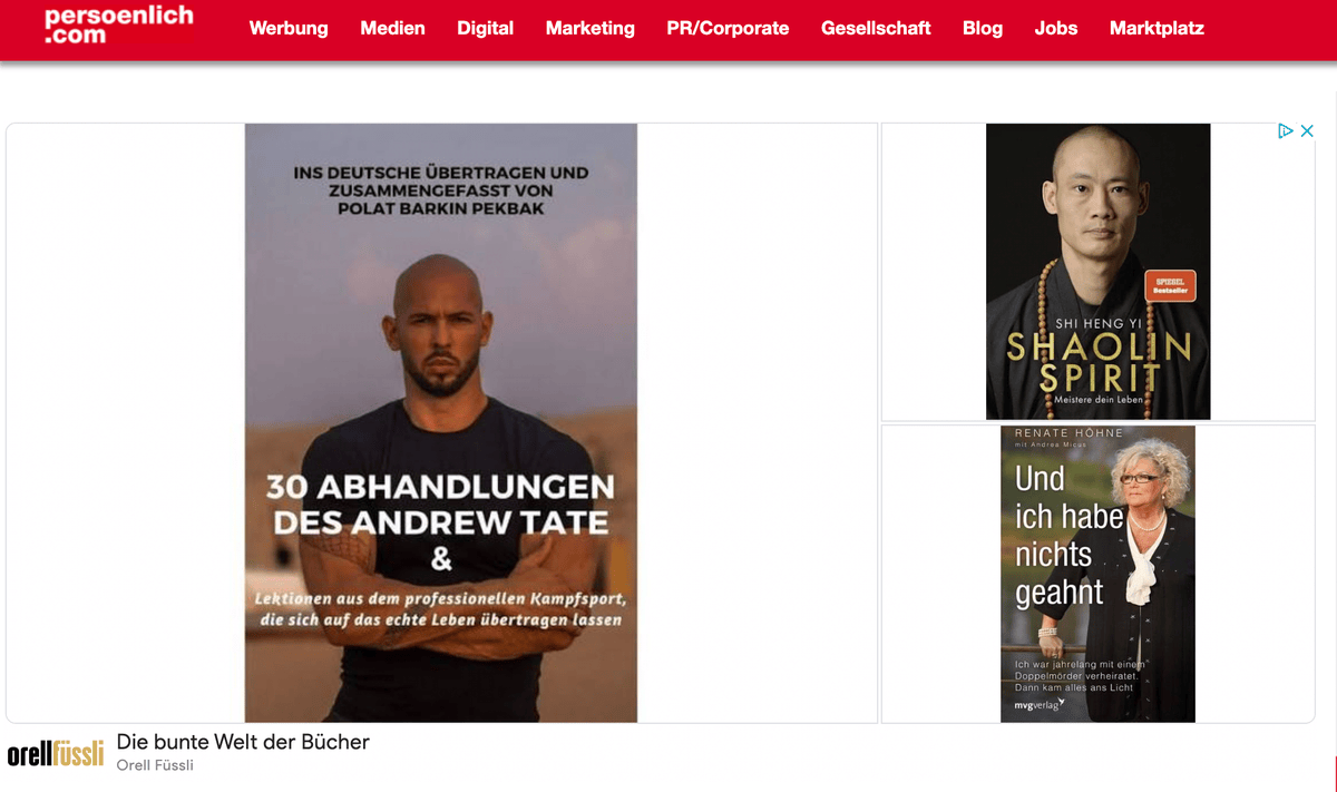 Orell Füssli bewirbt Buch von Andrew Tate: «Wir zensieren nicht ...