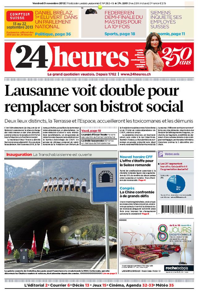 A la une de votre journal | 24 heures