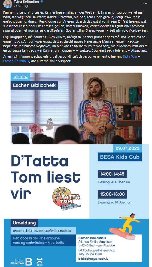 Tatta Tom im Besa Kids Club: Dragqueen soll Kindern vorlesen? Online ...