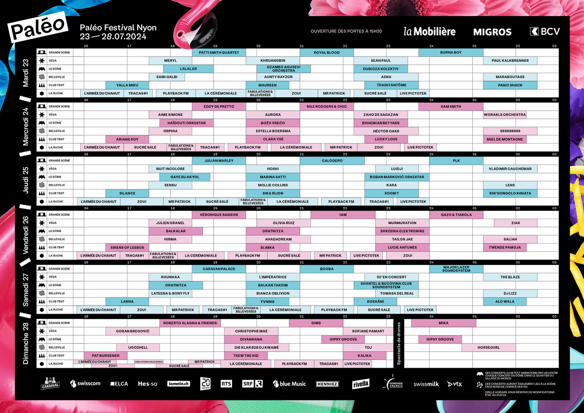 Paléo Festival de Nyon: la grille horaire 2024 est sortie