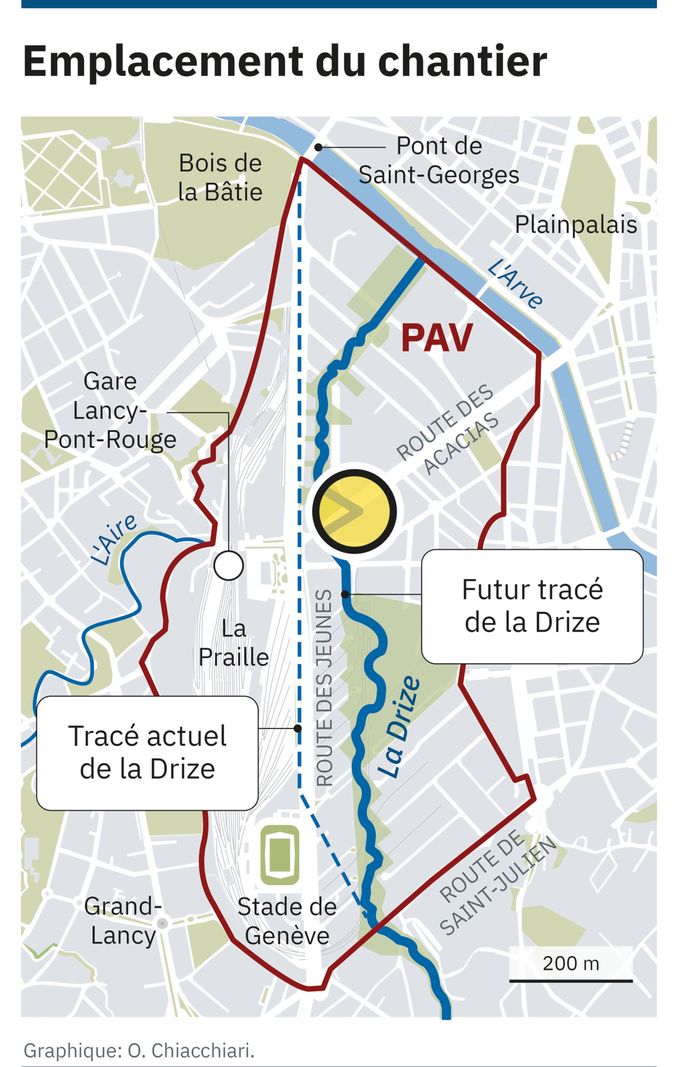 Le futur lit de la Drize se construit aux Acacias | Tribune de Genève
