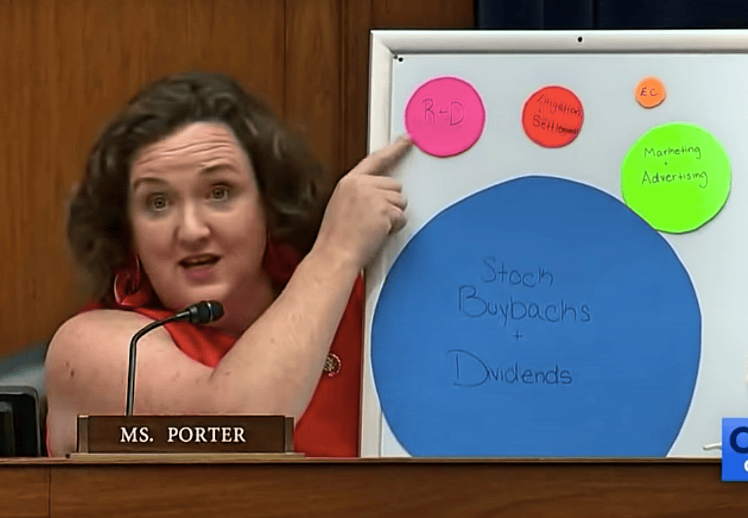 US-Demokratin Katie Porter - Mit ihrer «Tafel der Gerechtigkeit ...