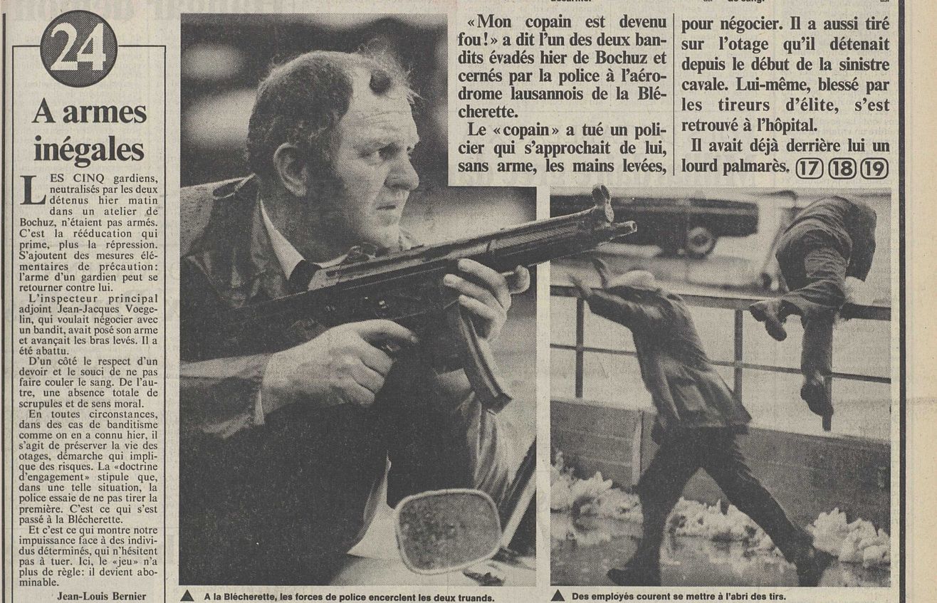 Prise d’otages à Lausanne: Un bandit tuait un policier il y a 40 ans ...
