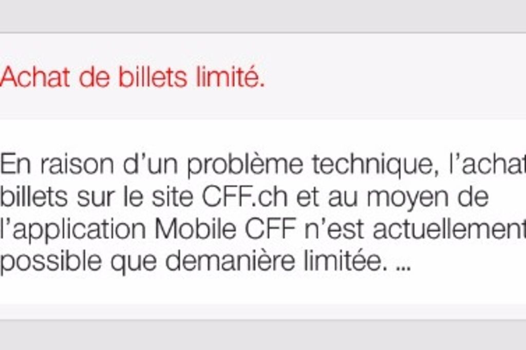 Les billets en ligne des CFF à nouveau disponibles | 24 heures